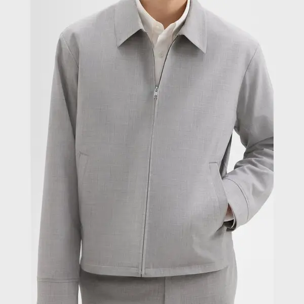 Theory Hazelton Zip Jacket In Stretch Wool In Vapor Melange - 60